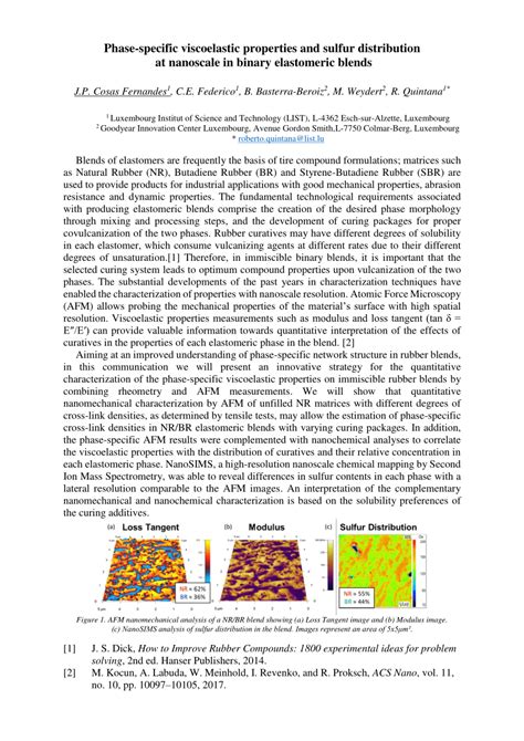 Pdf Phase Specific Viscoelastic Properties And Sulfur Distribution At Nanoscale In Binary