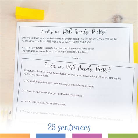 Verb Mood Errors Worksheets Shift In Verb Moods Worksheets Language