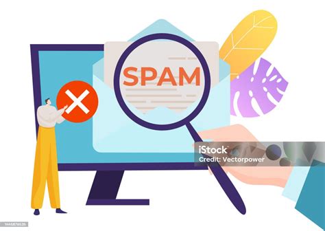 남성 손 잡기 돋보기 모니터 디스플레이 악성 코드 안티 스팸 메일 응용 프로그램 지우기 이메일 플랫 벡터 그림 흰색에 격리 개념에 대한 스톡 벡터 아트 및 기타 이미지