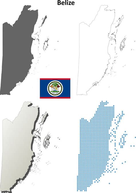 벨리즈 개요지도 세트 벡터 Ai Eps Uidownload