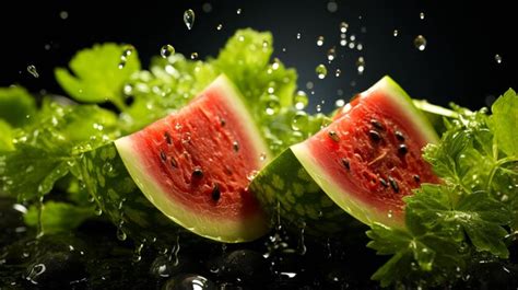 Premium Ai Image Watermelon On Green