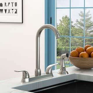 Kitchen Faucet With 2 Handles And Pull Out Side Sprayer 4 Hole