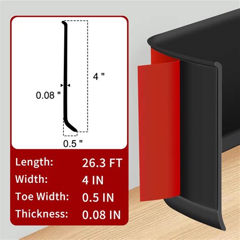 Tolanbbt 26 3 Ft Baseboard Trim Molding Wall Base Cove Flexible Vinyl Self