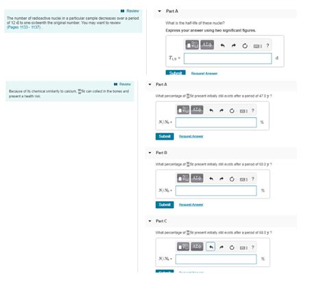 Solved Part A Review The Number Of Radioactive Nuclei In A Chegg