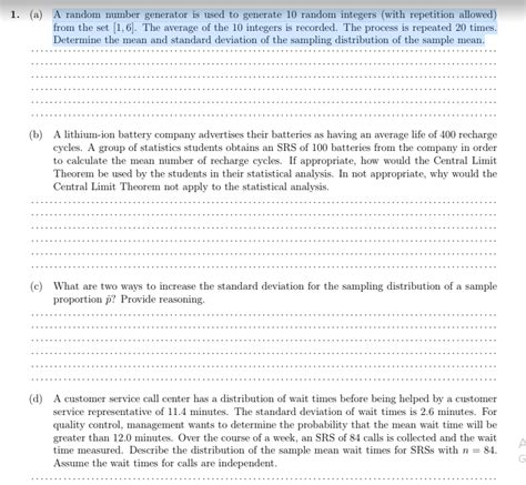 1 A A Random Number Generator Is Used To Generate