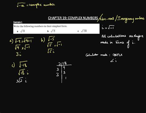 Complex Numbers Sum Chapter 19 Complex Numbers Example 1 Frei E