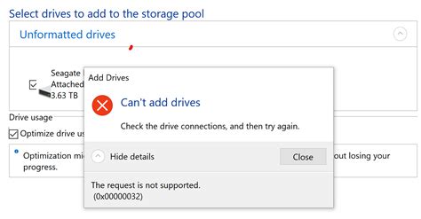 Storage Spaces Cant Add Drives Request Is Not Supported Error