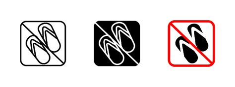 신발 아이콘이 없습니다 플립 플롭 금지 벡터 그림은 접근 제한이 없습니다 안전 규정 및 복장 규정 준수를 위한 신발 제한 기호입니다 샌들 간판이 없습니다 0명에 대한 스톡