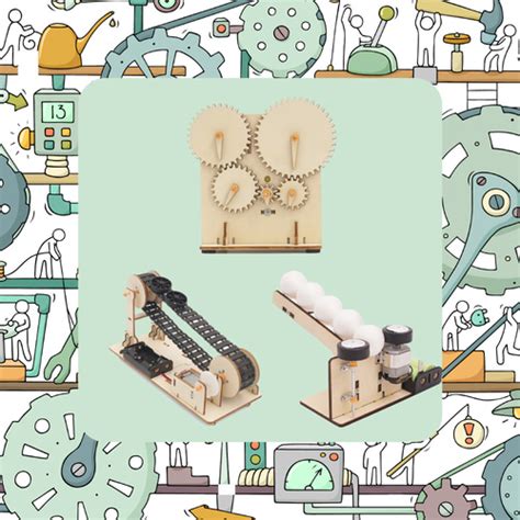 기계설비 모음전 생명과학실험키트 오토마타 나무토막 물리 화학 톱니바퀴 만들기 기구 놀이 Shininghouse