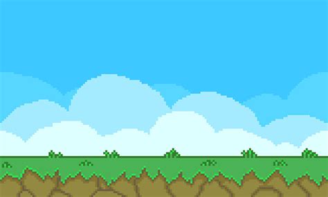 만화 야외 풍경 배경의 간단한 평면 픽셀 아트 일러스트 게임 디자인용 픽셀 아케이드 화면 복고풍 스타일의 게임 디자인 컨셉 배경 주제에 대한 스톡 벡터 아트 및 기타 이미지