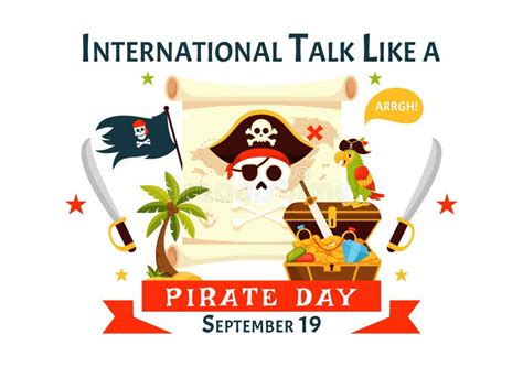 International Talk Like A Pirate Day Vector Illustration With Cute