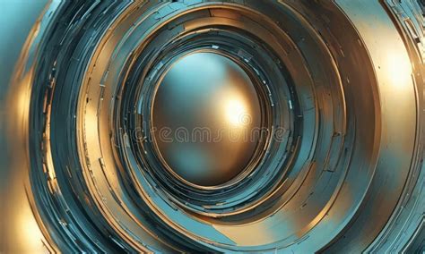 Close Up View Metallic Surface With Concentric Circles Varying Sizes Creating Sense Depth And