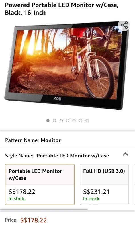 AOC E1659FWU Ultra Slim USB 3 0 Powered Portable LED Monitor W Case Black 16 Inch Computers