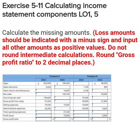 solved exercise 5 11 calculating income statement components