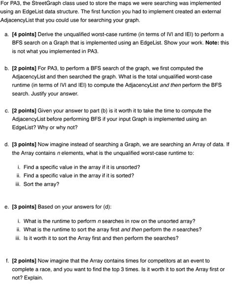 Solved For Pa3 The Streetgraph Class Used To Store The Maps
