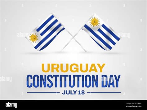 Uruguay Constitution Day Background With Waving Flag And Typography