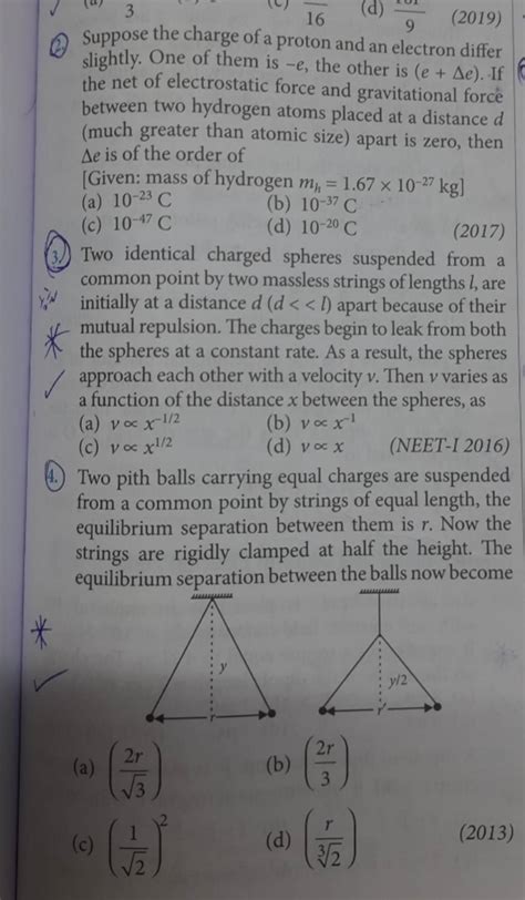 2 Suppose The Charge Of A Proton And An Electron Differ Slightly One