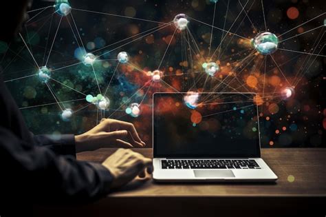 Premium Photo Unlocking The Digital World Mastering Laptop Networks With Graphic Overlays