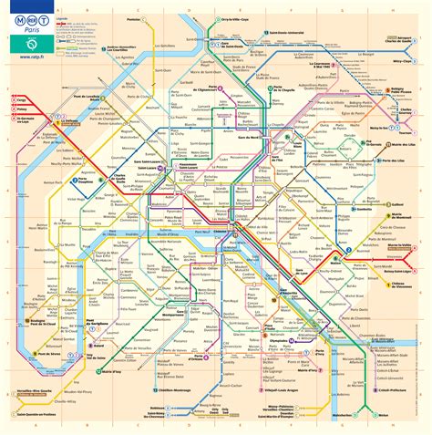 Large Detailed Metro Map Of Paris City Paris City Large Detailed Metro
