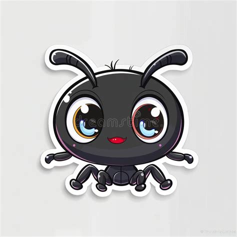 Adorable Cute Ant Sticker In Cartoon Vector Style Illustration Stock