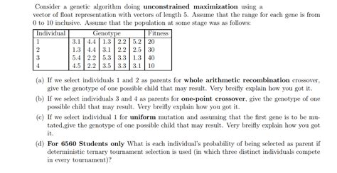 Solved Consider A Genetic Algorithm Doing Unconstrained