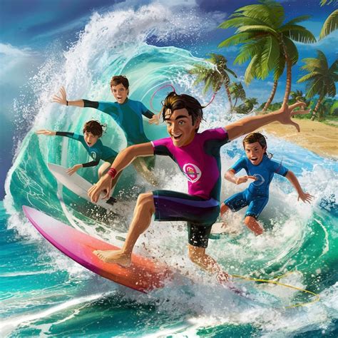 Young Surfers Going For Water Surfing Premium Ai Generated Image