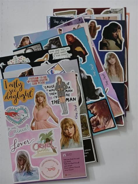 Taylor Swift Pack Of 12 Uncut Sticker Sheets A6 Size 15 X 10 Cm