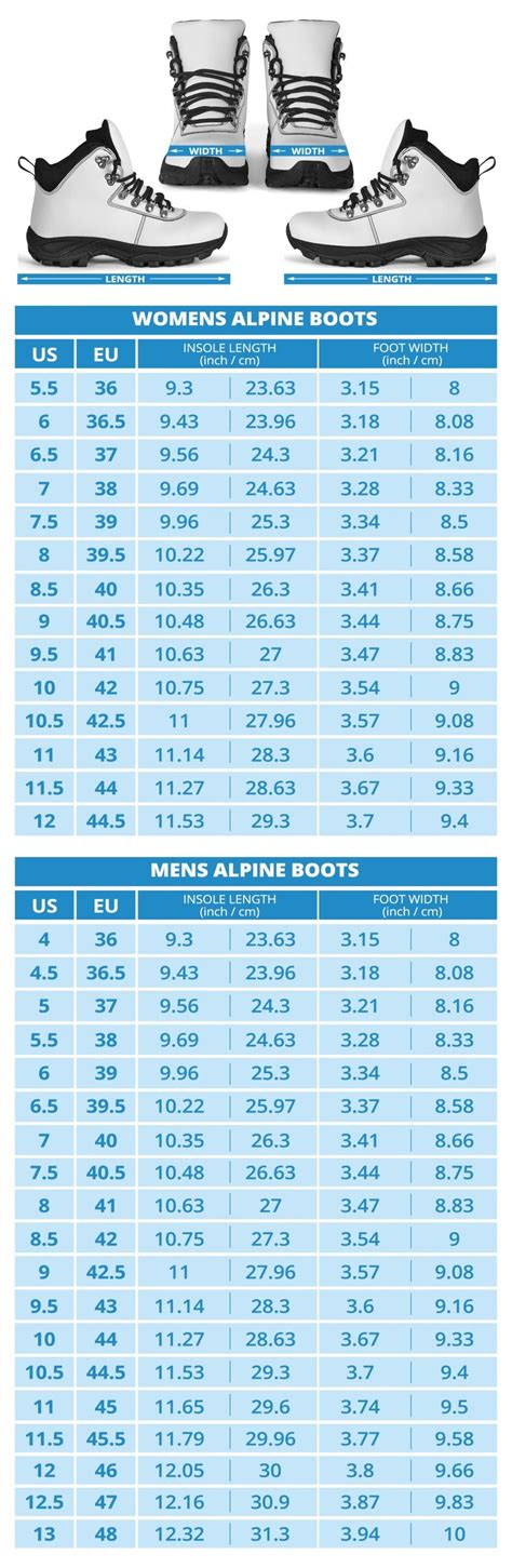 Alpine Boots Sizing Chart