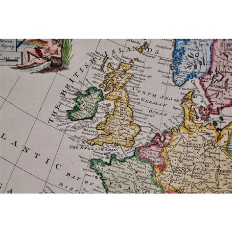 Emanuel Bowen Europe An Original 18th Century Hand Colored Map By E