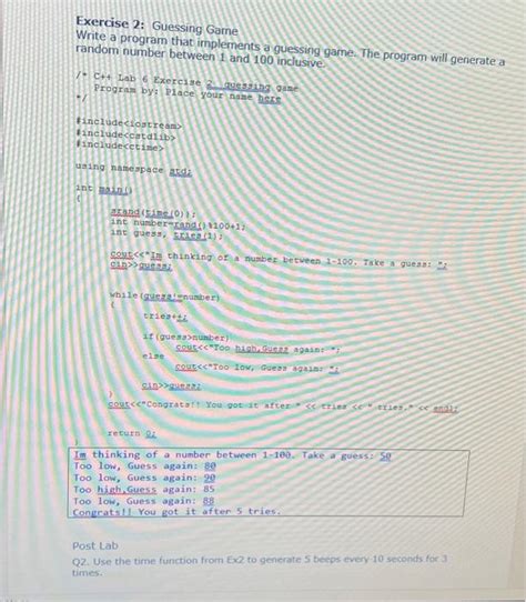Solved Exercise 2 Guessing Game Write A Program That