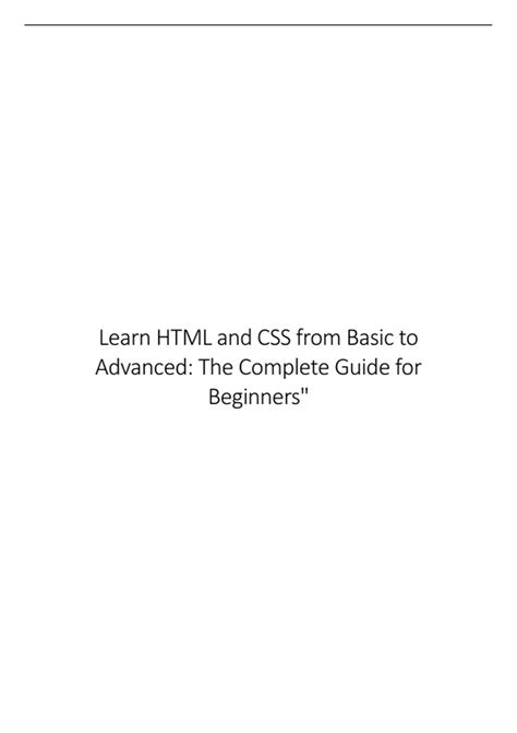 Summary Learn Html And Css From Basic To Advanced The Complete Guide