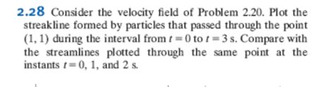 Consider The Velocity Field Of Problem Chegg