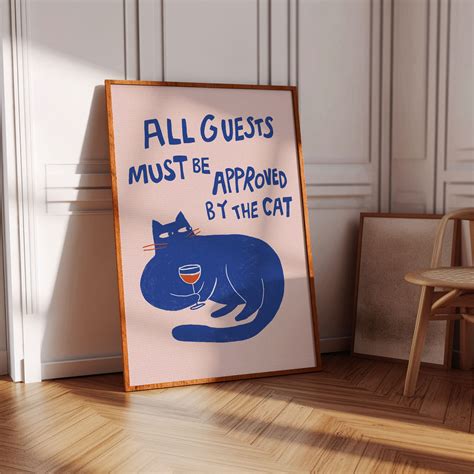 Cat Digital Wall Art Print Funny Cat Poster Cute Kitten Illustration
