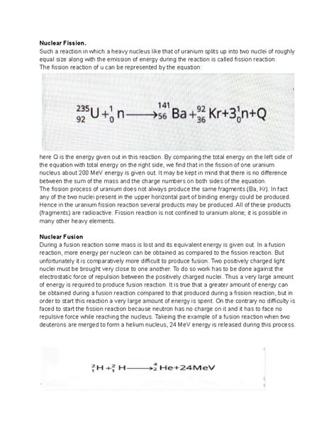 Nuclear Fission And Fusion Worksheet