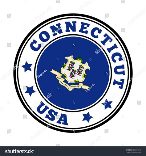 Connecticut Sign Round Us State Logo Vector De Stock Libre De