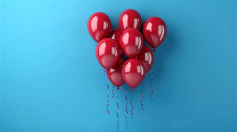 빨간 벽에 파란색 풍선 그룹의 풍선 그림 3d 렌더링 배경  무료 다운로드 Pikbest