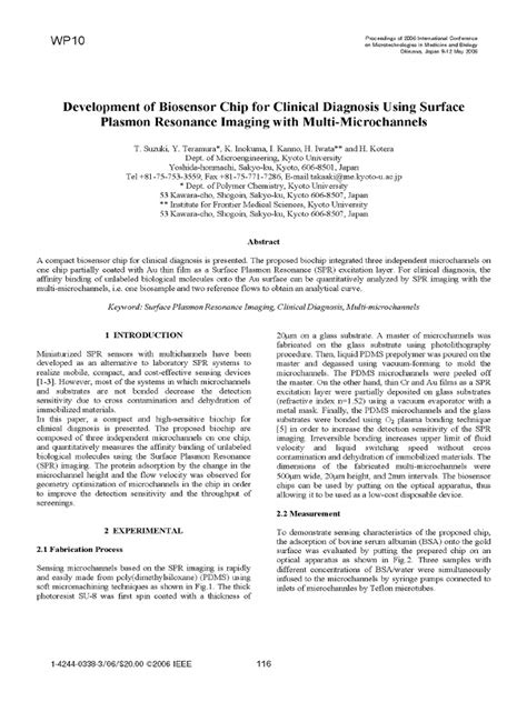 Pdf Development Of Biosensor Chip For Clinical Diagnosis Using