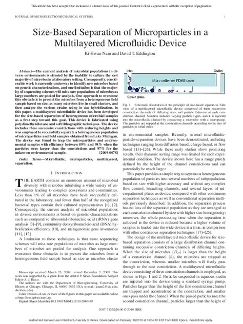 Pdf Size Based Separation Of Microparticles In A Multilayered Microfluidic Device