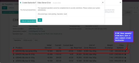 Create Backorder Can Not Be Completed Due To Security Restrictions When