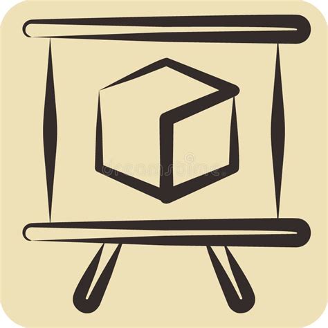 Icon 3d Presentation Related To 3d Visualization Symbol Hand Drawn Style Simple Design