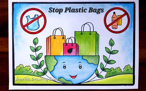 How To Draw Stop Plastic Pollution Drawing Poster Chart Project