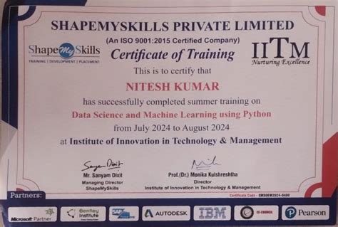 Nitesh Kumar On Linkedin Shapemyskills Datavisulization Machinelearningusingpython Iitm