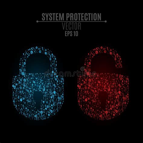 Luminous Locks Of Blue And Red Colors From Binary Code High Technology