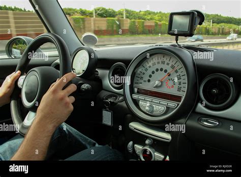 Close Up Of Gps Navigation System In Car Stock Photo Alamy