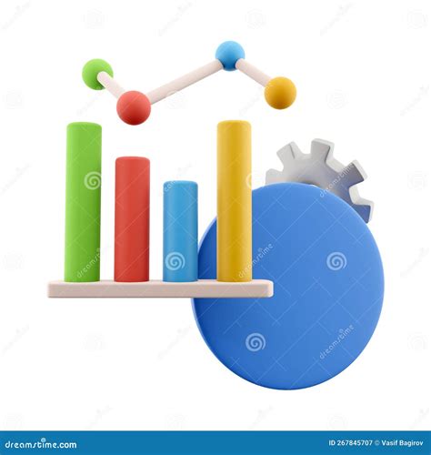 3d Rendering Alarm Clock With Gear Growth Bar Graph Icon 3d Render Blue Timer With Growth Bar