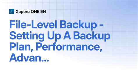 file level backup setting up a backup plan performance advantages