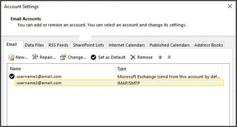 Outlook Email Settings HBC