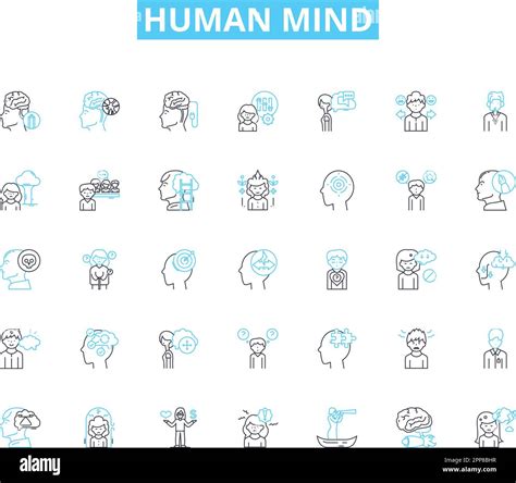 Human Mind Linear Icons Set Consciousness Perception Cognition