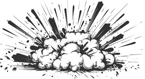 Black And White Cartoon Explosion Illustration With Dynamic Splash