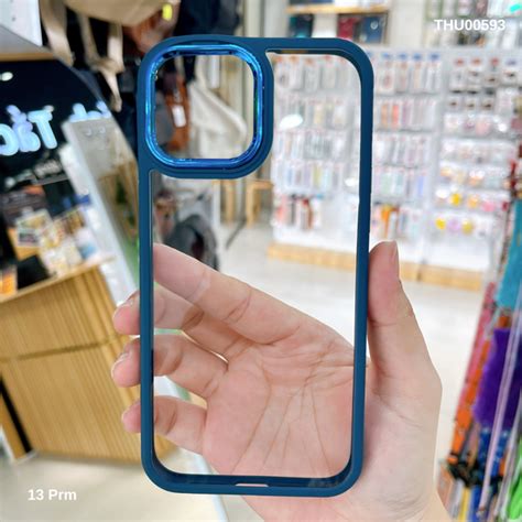Ốp Ip 13 Pro Max Lưng Trong Viền Màu Camera Kép